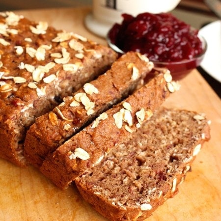 Leftover Cranberry Sauce Oatmeal Bread