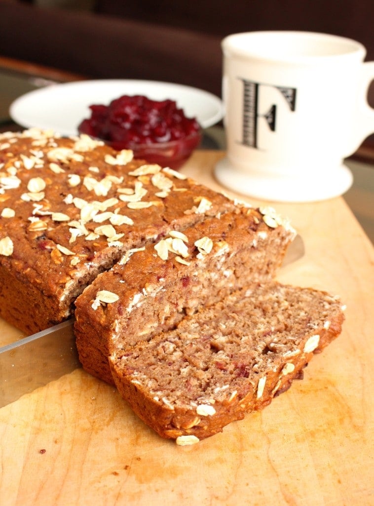 Leftover Cranberry Sauce Oatmeal Bread