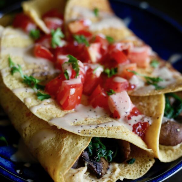 Easy Savory Chickpea Flour Crepes - The Conscientious Eater